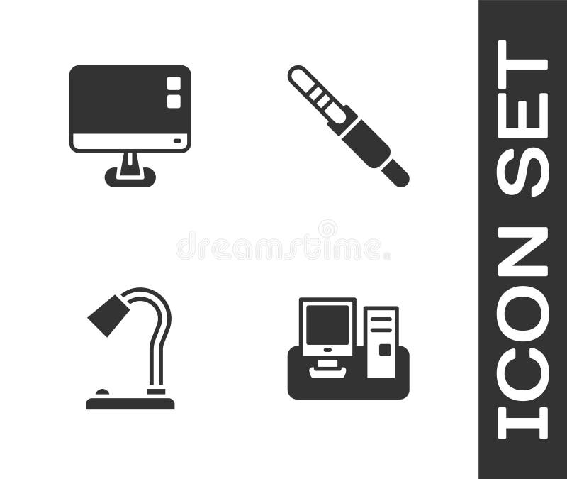Set Monitor with Keyboard, Computer Monitor Screen, Table Lamp and ... Set Monitor with Keyboard, Computer Monitor Screen, Table Lamp and ...