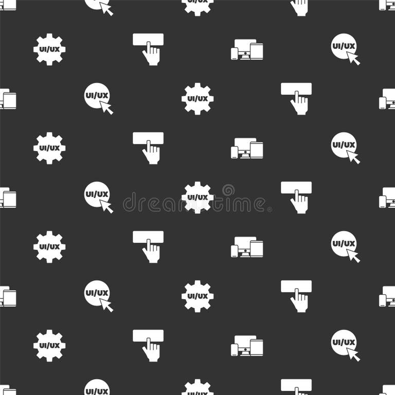 Set Monitor, Mobile, Tablet, UI UX Design, and Keyboard on Seamless Pattern. Vector Stock ...
