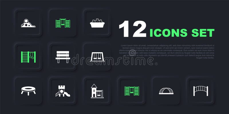 Set Monkey Bar, Playground Kids Bridge, Bench, Swedish Wall, Slide ...