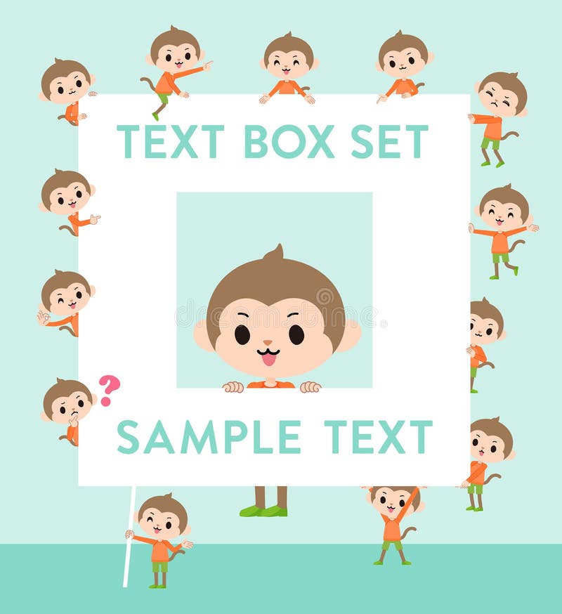 A Set of Monkey Boy with a Message Board Stock Vector - Illustration of ...