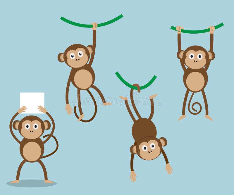 Set of monkey cartoon stock vector. Illustration of character - 66415889