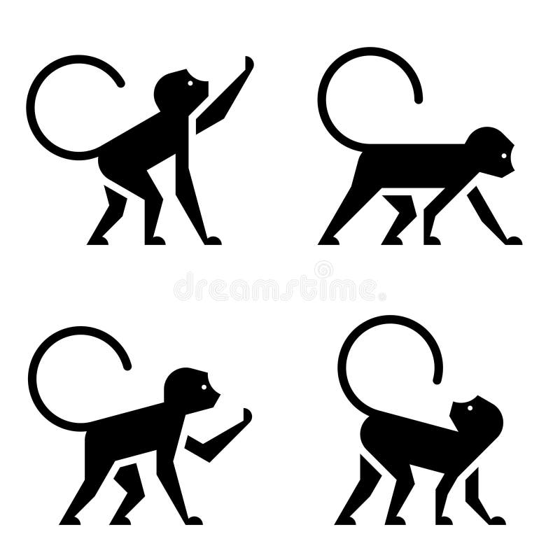 Set of Monkey, Monkey Logo stock vector. Illustration of jungle - 260022697