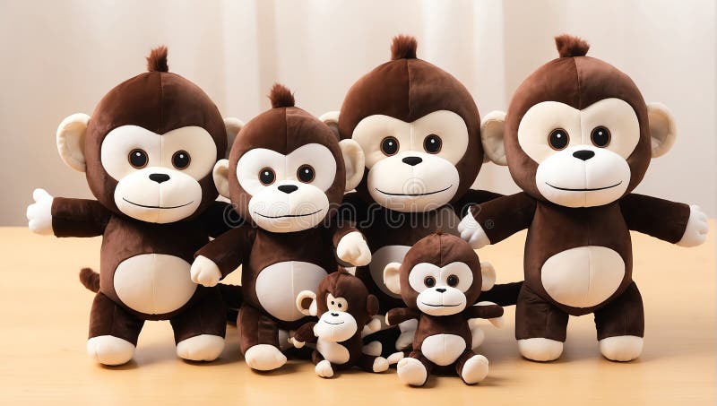 Set of Monkey Plush Dolls Stuffed Ai Generated Stock Illustration ...