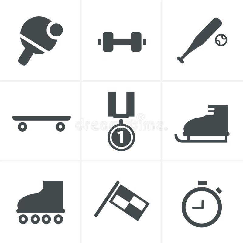 Set of Monochromatic Simple Sports Icons Stock Illustration ...