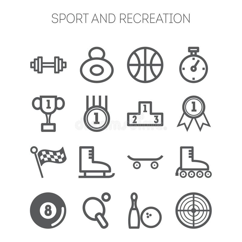 Set of Monochromatic Simple Sports Icons Stock Illustration ...