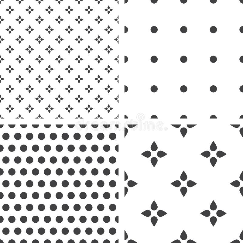Set of Monochrome Geometric Seamless Universal Patterns, Tiling. Stock ...