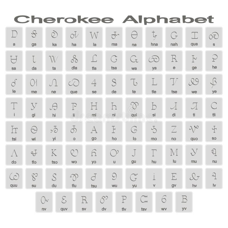 Set of Monochrome Icons with Cherokee Alphabet Stock Vector ...
