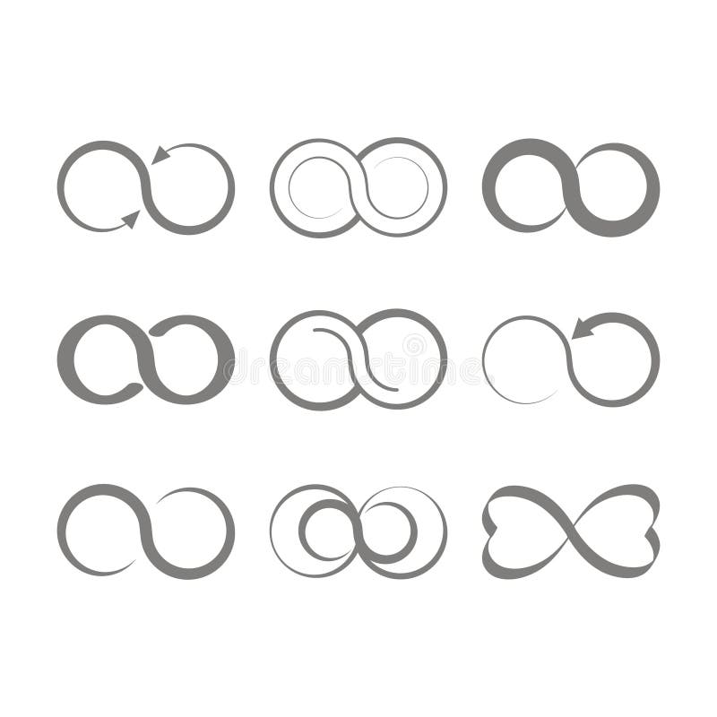 Set of Monochrome Icons with Infinity Symbols Stock Vector ...