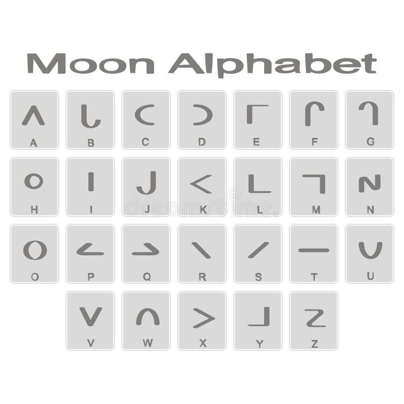 Set Monochrome Icons Moon Alphabet Stock Illustrations – 4 Set Monochrome Icons Moon Alphabet ...