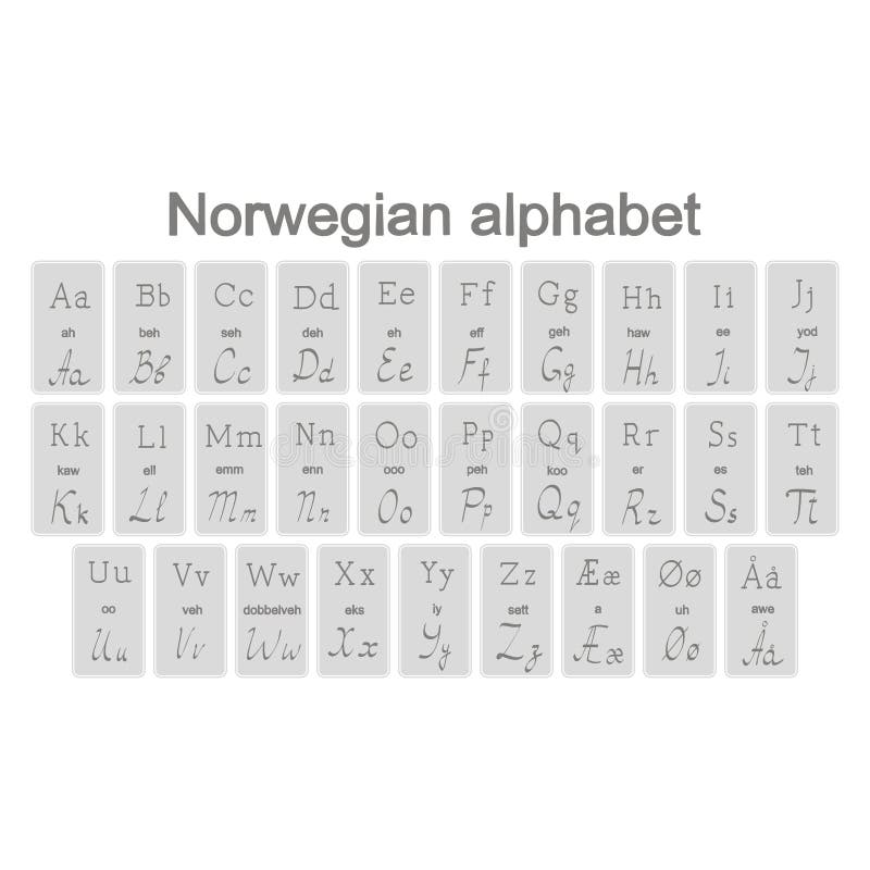 Set of Monochrome Icons with Norwegian Alphabet Stock Vector ...