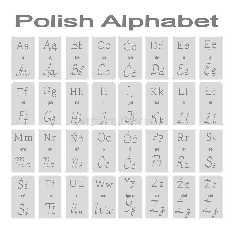 Set of Monochrome Icons with Polish Alphabet Stock Vector ...