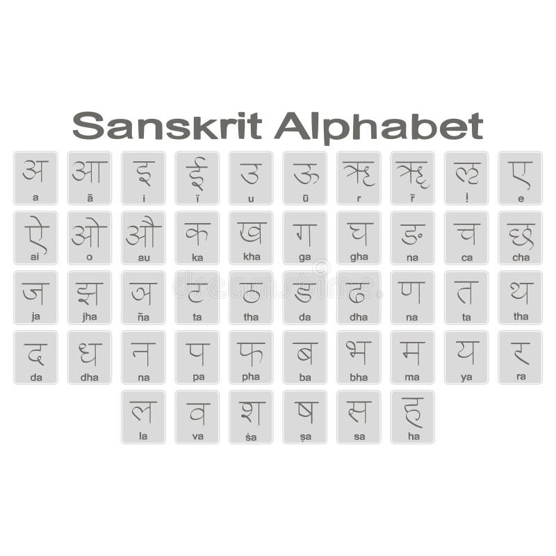 Set of Monochrome Icons with Sanskrit Alphabet Stock Vector ...