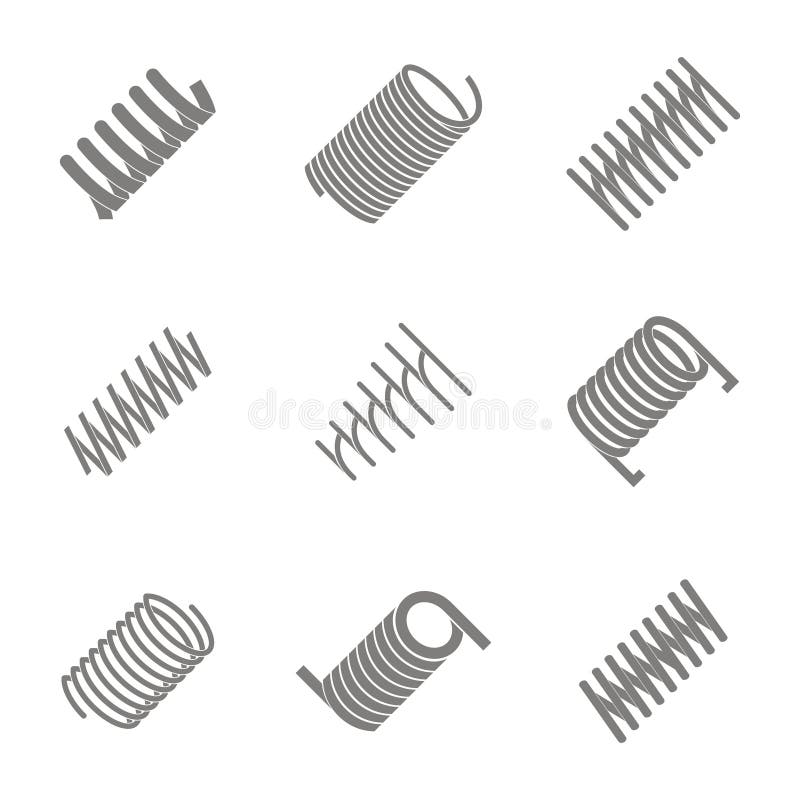 Set of Monochrome Icons with Springs Stock Vector - Illustration of ...