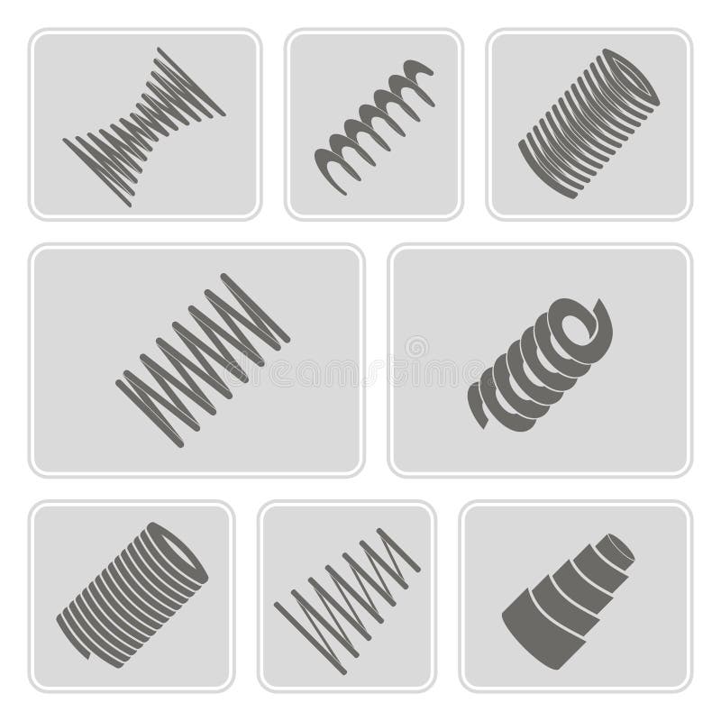 Set of Monochrome Icons with Springs Stock Vector - Illustration of ...