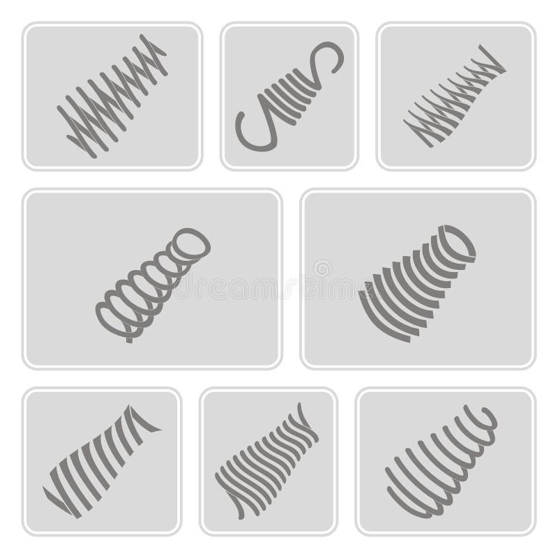 Set of Monochrome Icons with Springs Stock Vector - Illustration of ...