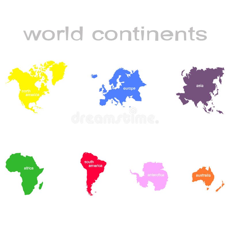Set of Monochrome Icons with World Continents Stock Vector ...