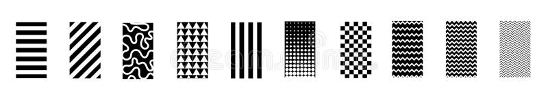 Set of Monochrome Patterns. Simple Geometric Drawings. Stock ...