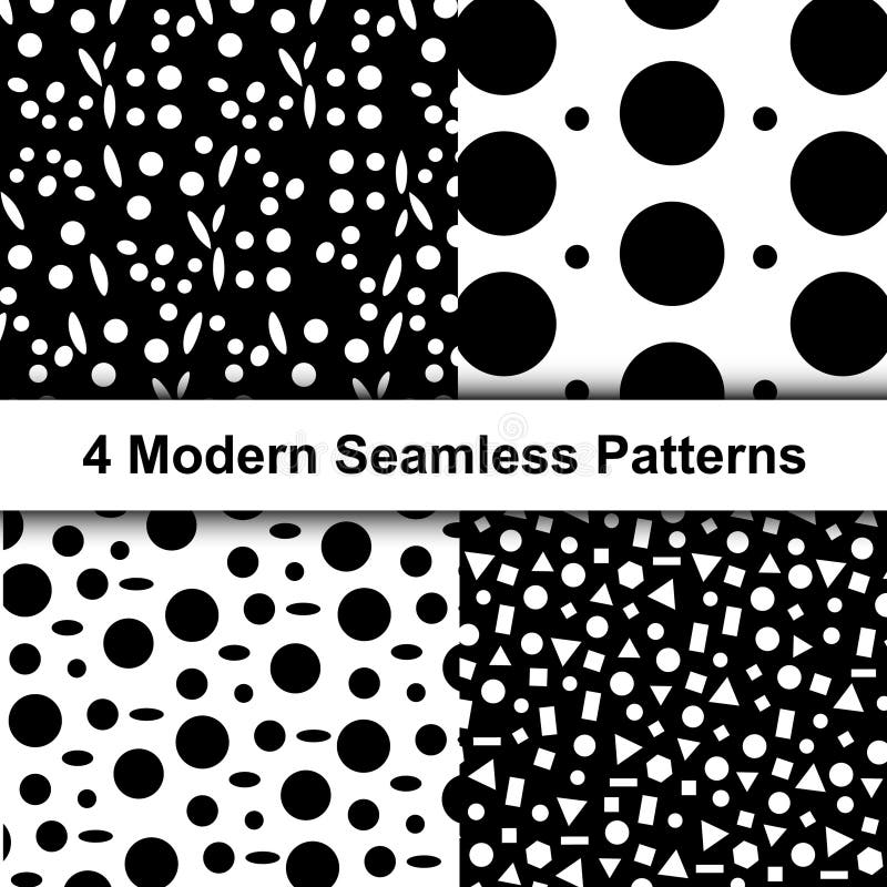 Set of Monochrome Polka Dot Seamless Patterns Stock Illustration ...