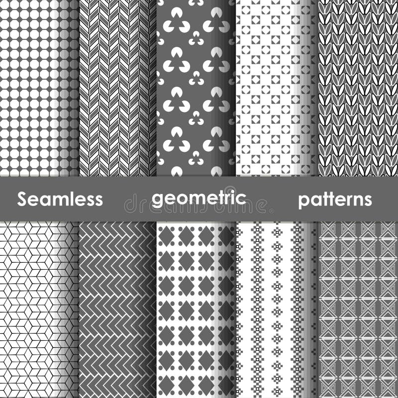 Set of 6 Monochrome Seamless Patterns Stock Vector - Illustration of ...