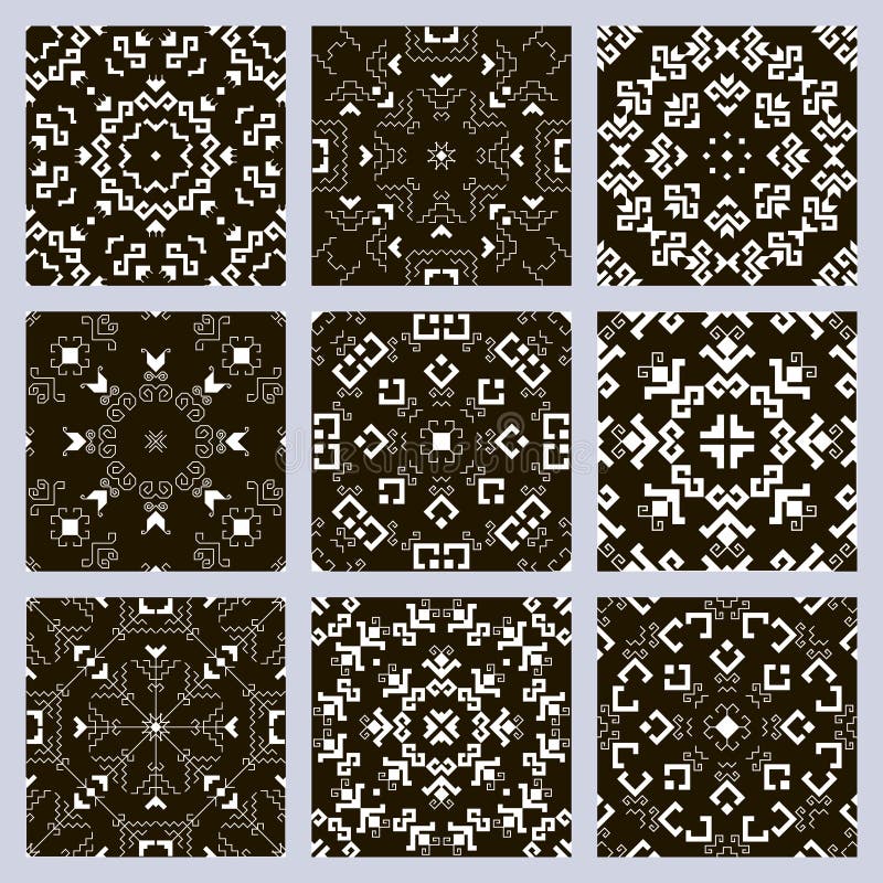 Set of Monochrome Seamless Patterns Stock Vector - Illustration of ...