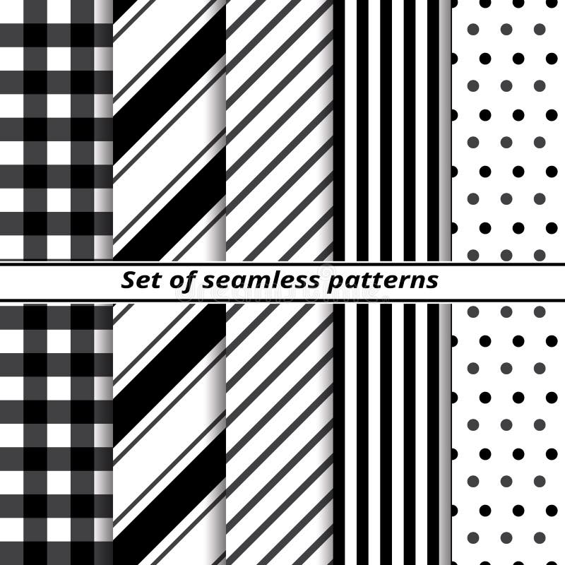 Set of Monochrome Seamless Patterns Stock Vector - Illustration of ...
