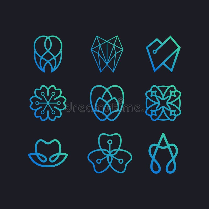A Set of Monogram Dental Technology Logo Stock Vector - Illustration of ...