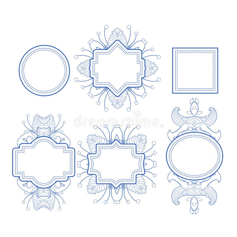 Set of Monogram Geometric Floral Frames Stock Vector - Illustration of ...