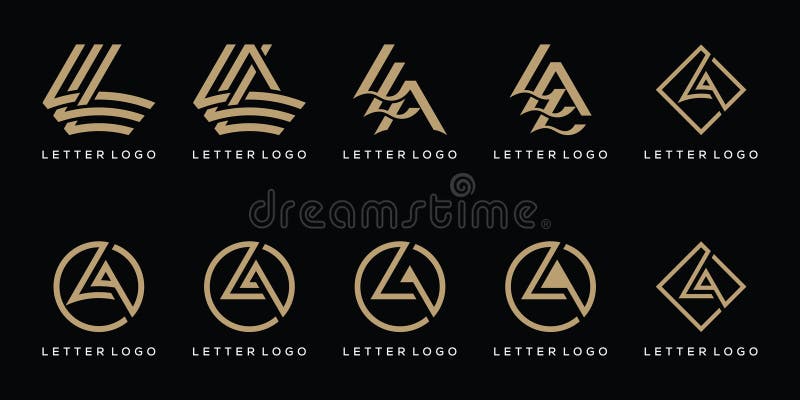 Set of Monogram Letter LA Logo Design. Set Bundle Collection Graphic ...