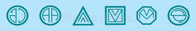 Set of Monograms Cartoon Icon Design Template with Various Models ...