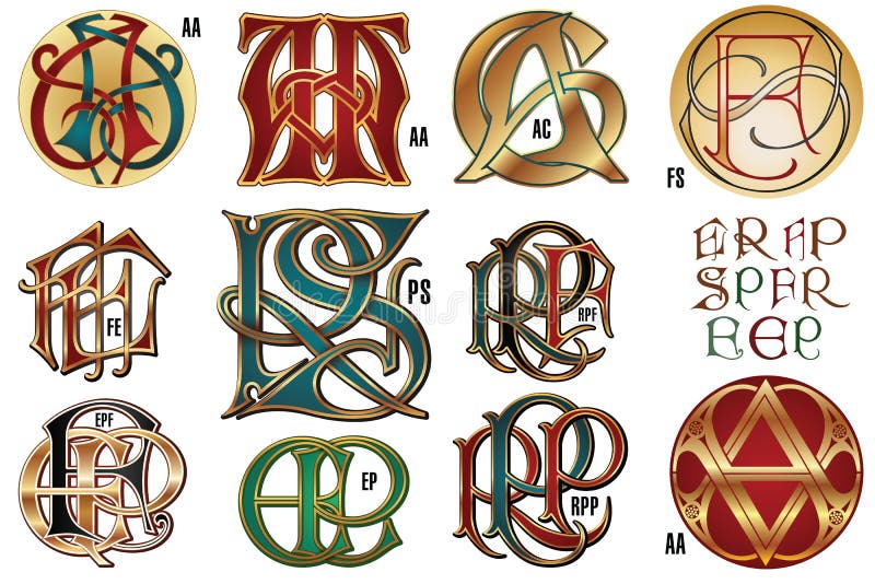 Set Monograms for Design Corporate Identity Stock Vector - Illustration ...