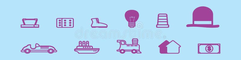 Set of Monopoly Cartoon Icon Design Template with Various Models ...