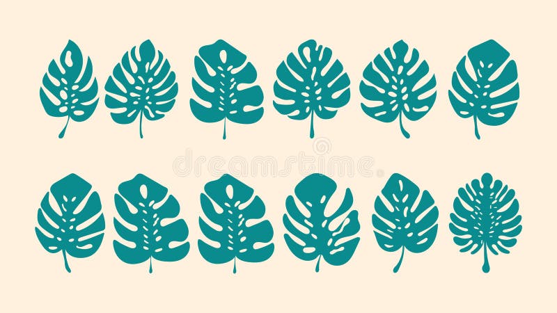 Set of Monstera Leaf in Flat Design. Monstera Icon Vector Illustration Stock Illustration ...