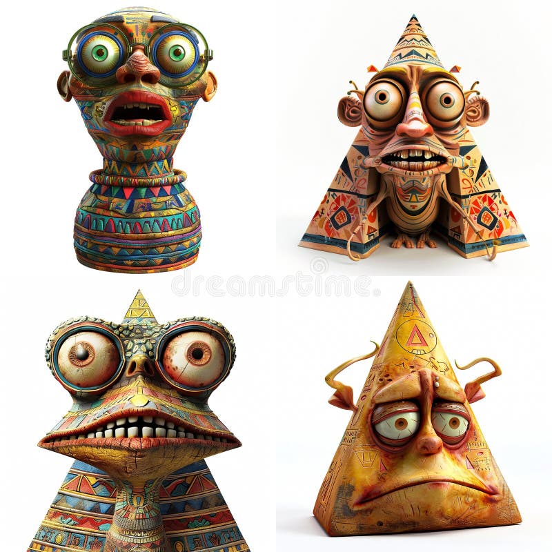 Set of Monsters. 3D Monster in the Form of a Pyramid, an Egyptian ...