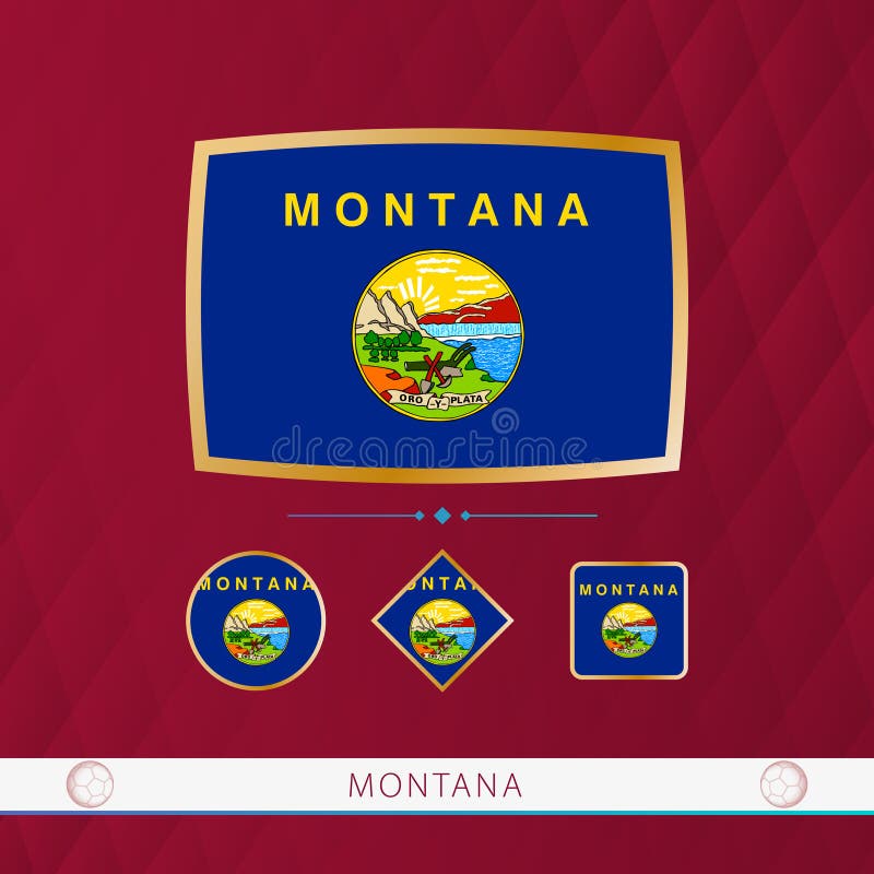 Set of Montana Flags with Gold Frame for Use at Sporting Events on a ...