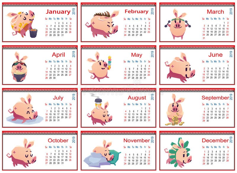 Monthly calendars stock illustration. Illustration of holidays - 20699657