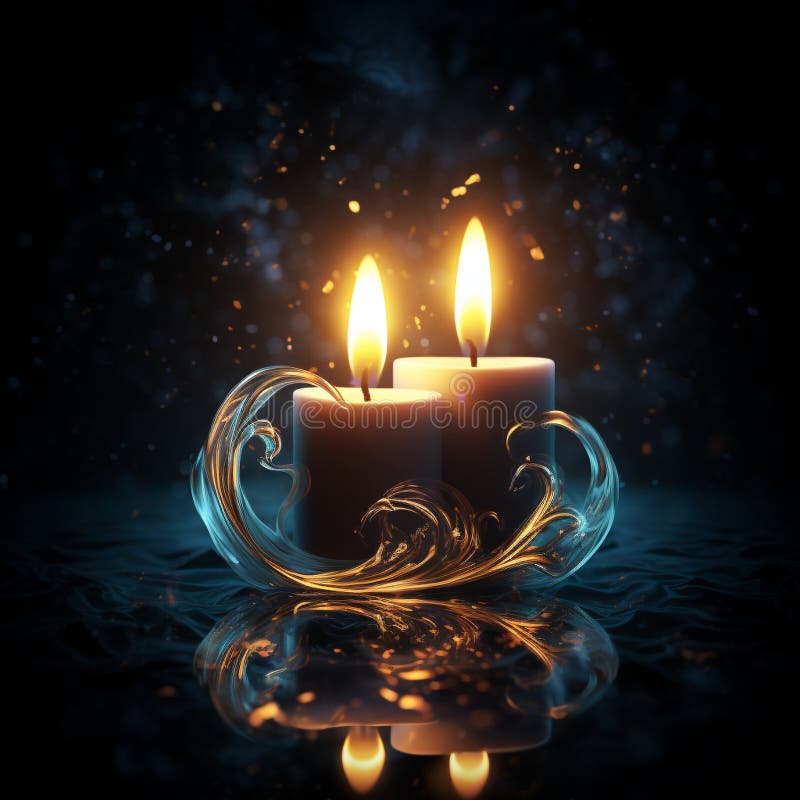 Romantic Setting with Intertwining Flame Candles Stock Photo - Image of ...