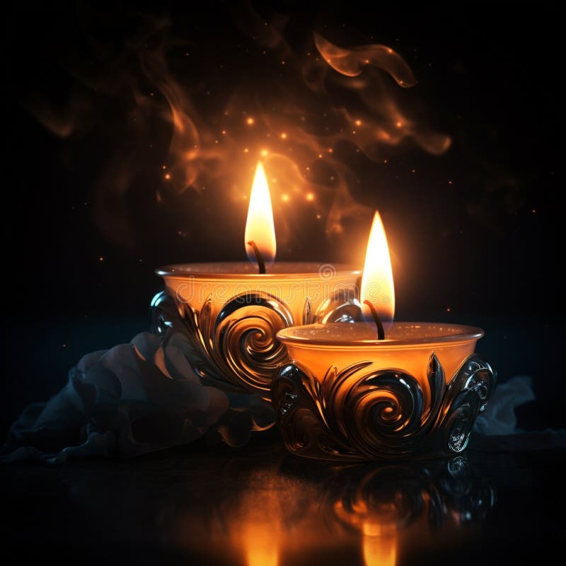 Romantic Setting with Intertwining Flame Candles Stock Image - Image of ...