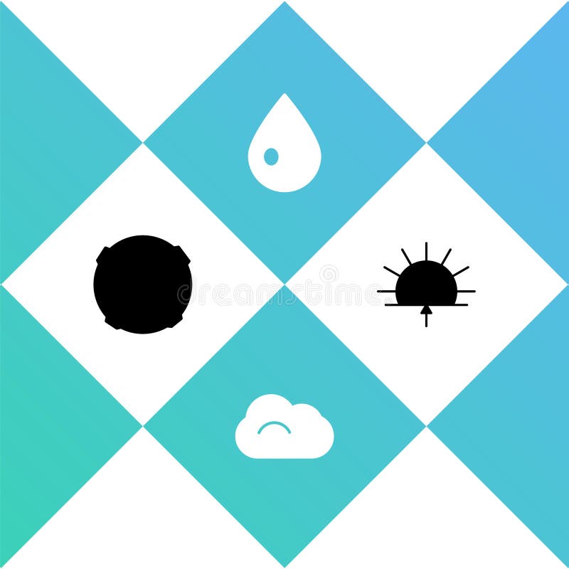 Set Moon, Cloud, Water Drop and Sunrise Icon. Vector Stock Vector ...