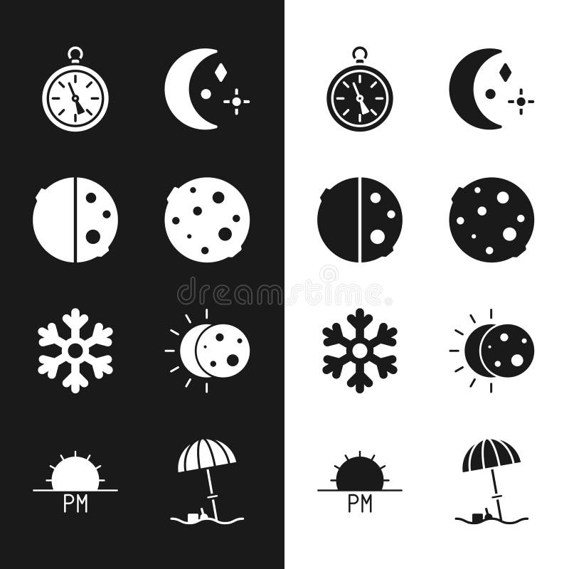Set Moon, Eclipse of the Sun, Compass, and Stars, Snowflake, Sun ...