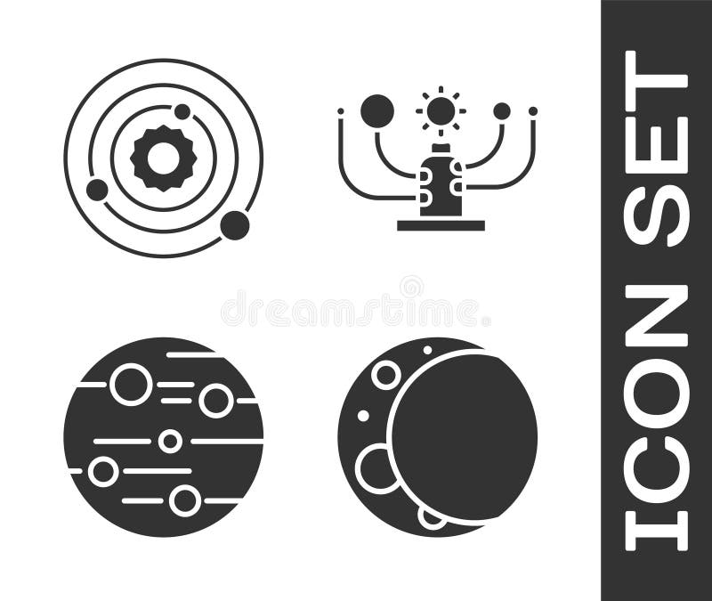 Set Moon, Solar System, Planet Mars and Solar System Icon. Vector Stock ...