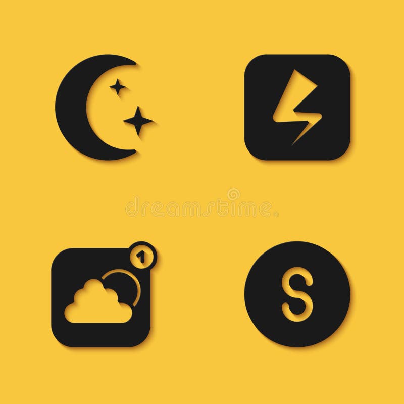 Set Moon and Stars, Compass South, Weather Forecast App and Lightning ...