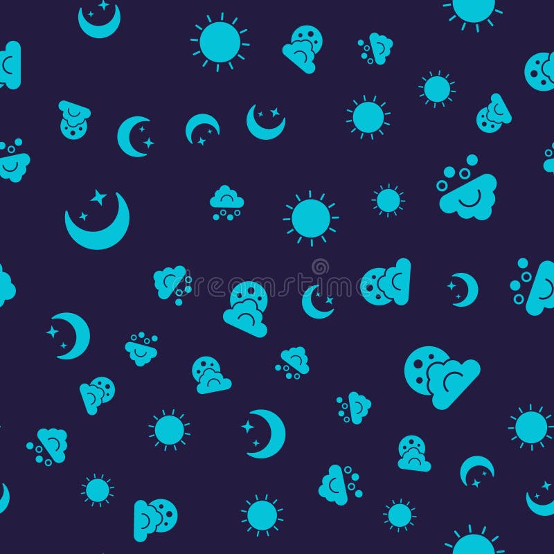 Set Moon and Stars, Hail Cloud, Sun and Cloud with Moon on Seamless ...