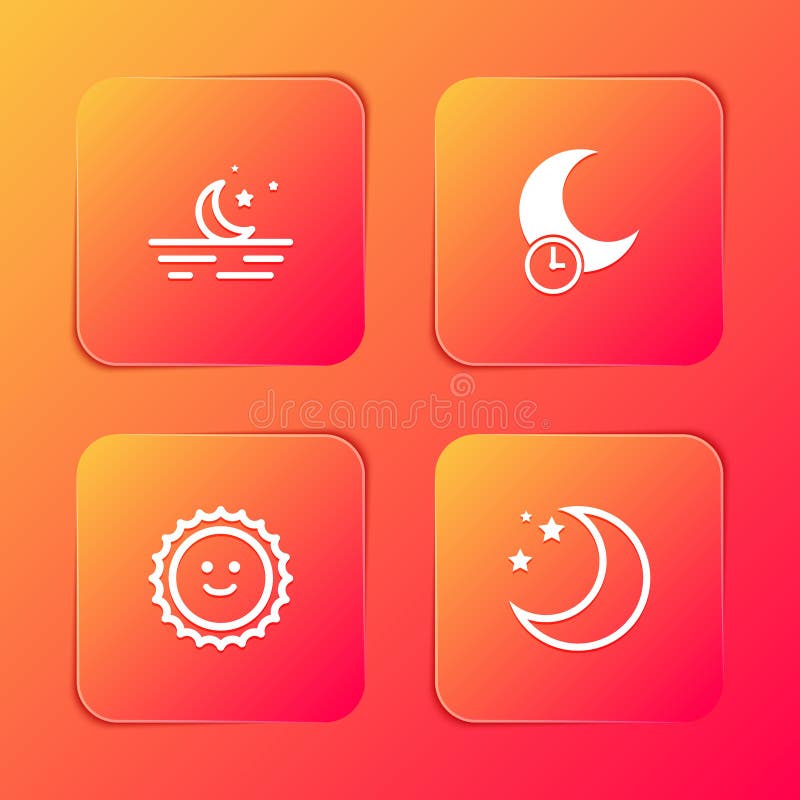 Set Moon and Stars, Sleeping Moon, Sun and Icon. Vector Stock ...