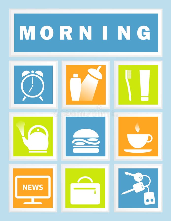 Set 9 Morning Icons stock vector. Illustration of internet - 53561951