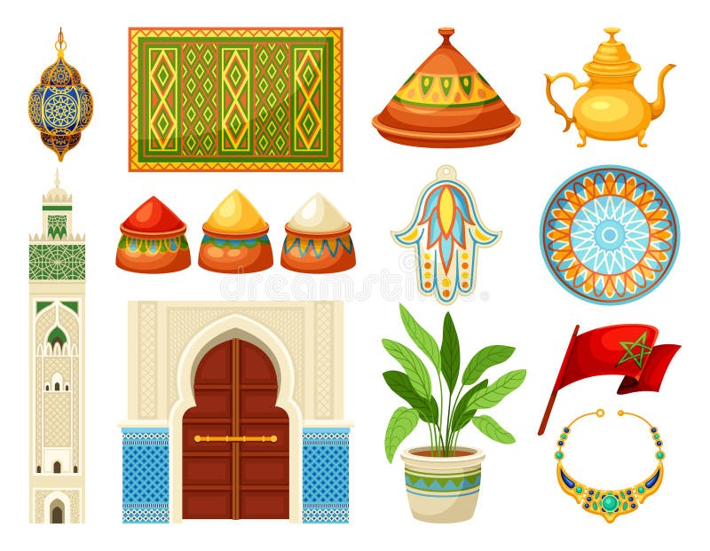 Set of Morocco elements stock vector. Illustration of morocco - 273380902
