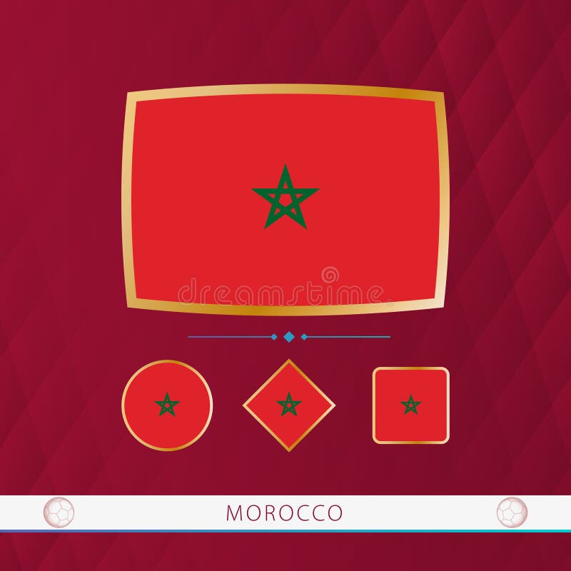 Set of Morocco Flags with Gold Frame for Use at Sporting Events on a ...