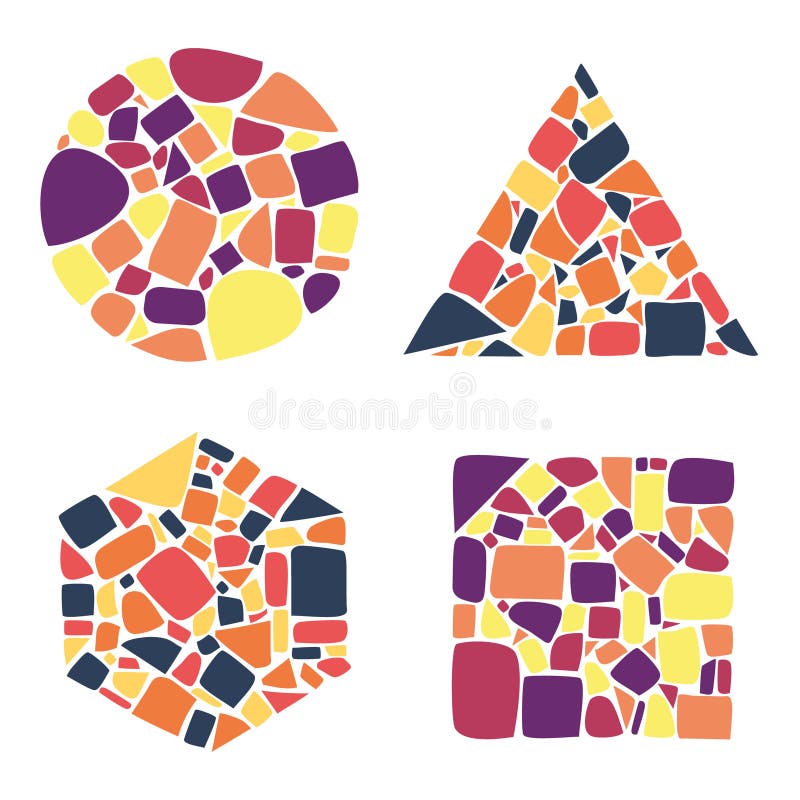 Set of Mosaic Colored Elements. Stock Vector - Illustration of easy ...