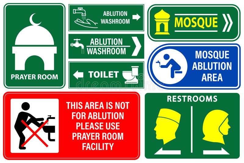 Set of Mosque Icon or Prayer Room Sign Isolated. Eps.. Stock Vector ...