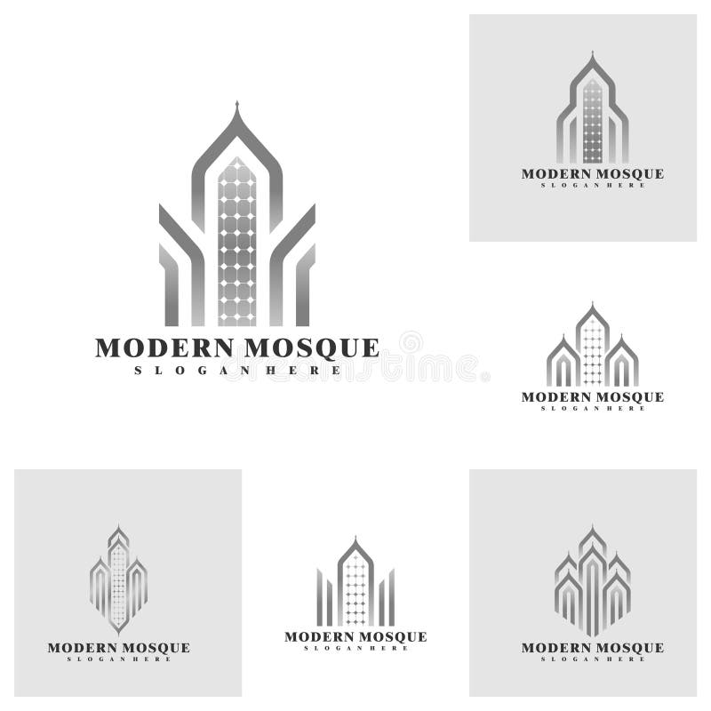 Set of Mosque Logo Vector Illustration. Modern Mosque Logo Design ...