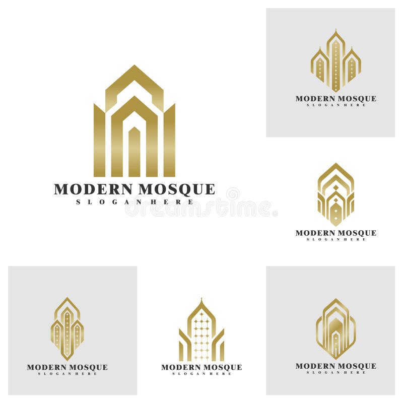 Set of Mosque Logo Vector Illustration. Modern Mosque Logo Design ...